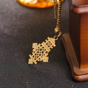 Africa Gold Necklace Ethiopian African Gold Wedding Cross Pendant Jewelry