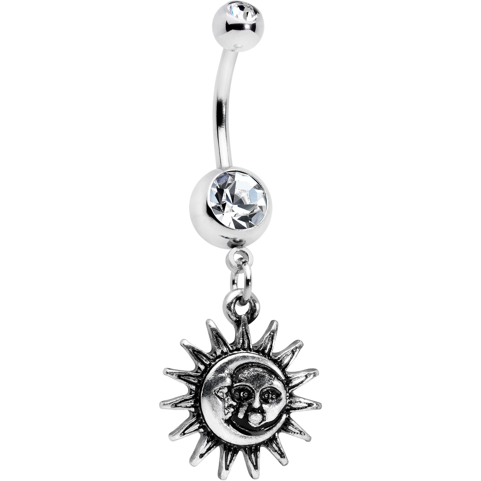 Body Candy Sun Meets Moon Celestial Dangle Belly Ring