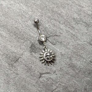 Body Candy Sun Meets Moon Celestial Dangle Belly Ring