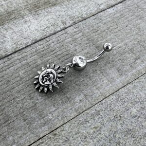 Body Candy Sun Meets Moon Celestial Dangle Belly Ring