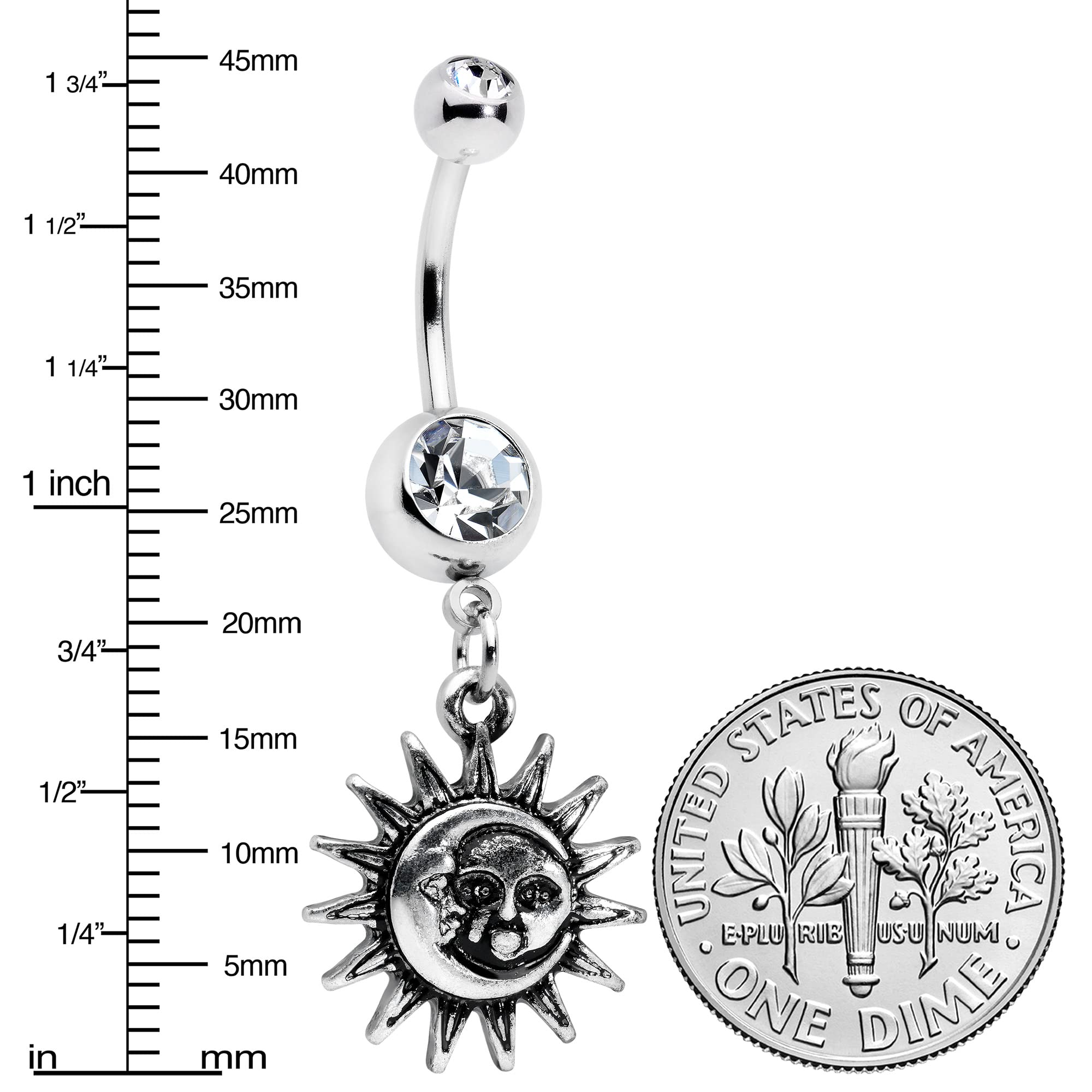 Body Candy Sun Meets Moon Celestial Dangle Belly Ring