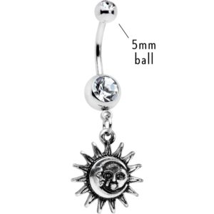 Body Candy Sun Meets Moon Celestial Dangle Belly Ring