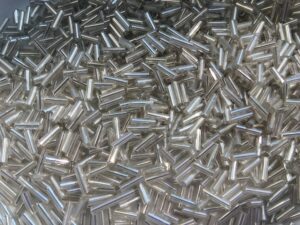 czech bugle beads 40 gr / 1.4 oz crystal silver glass tube size #3 7mm