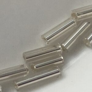 Czech Bugle Beads 40 gr / 1.4 oz Crystal Silver Glass Tube Size #3 7mm