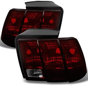 akkon - for ford mustang dark red tail lights brake lamps driver left + passenger right side replacement pair