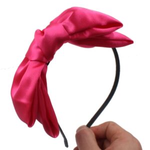 CÉLLOT Women 8" Super Big Bows Hairstyle Hair Hoop Silky Fabric Hair Bows HeadBand for Girls Teens (Hot Pink)