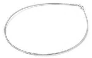 sterling silver round omega snake chain 1.3mm solid 925 italy wire necklace 16"