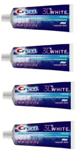 crest 3d white vivid fluoride anticavity toothpaste radiant mint 0.85 oz travel size (pack of 4)