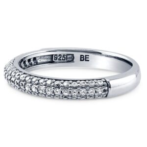 BERRICLE Sterling Silver Wedding Rings Pave Set Cubic Zirconia CZ Half Eternity Ring for Women, Rhodium Plated Size 8.5