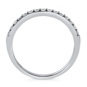 BERRICLE Sterling Silver Wedding Rings Pave Set Cubic Zirconia CZ Half Eternity Ring for Women, Rhodium Plated Size 8