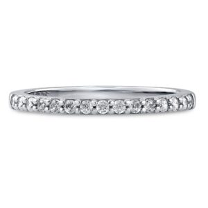 BERRICLE Sterling Silver Wedding Rings Pave Set Cubic Zirconia CZ Half Eternity Ring for Women, Rhodium Plated Size 8