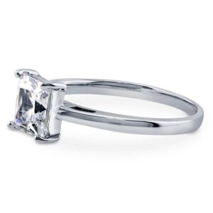 BERRICLE Sterling Silver Solitaire Wedding Engagement Rings 1.6 Carat Princess Cut Cubic Zirconia CZ Promise Ring for Women, Rhodium Plated Size 8.5