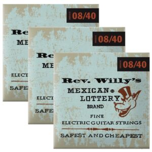 reverend willy's mexican lottery brand guitar strings electric 3 sets 08-40