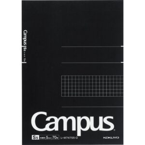 kokuyo campus notepad, business type, grid 5mm ruled, a5, 70 sheets, black cover, japan import (re-m747s5-d)