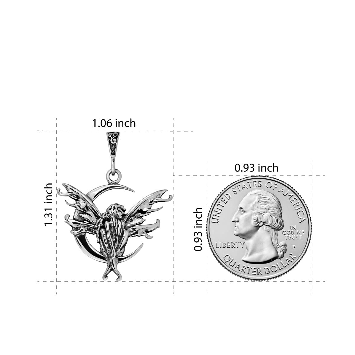 WithLoveSilver Sterling Silver 925 Celtic Trinity Queen of Fairy Angel Sit on The Moon Star Pendant