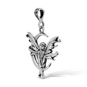 WithLoveSilver Sterling Silver 925 Celtic Trinity Queen of Fairy Angel Sit on The Moon Star Pendant