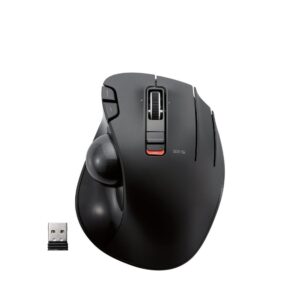 elecom ex-g trackball mouse, 2.4ghz usb wireless, ergonomic design, thumb control, smooth roller ball, optical tracking, 6 programmable buttons, tilt scroll, computer mice for laptop pc, windows & mac