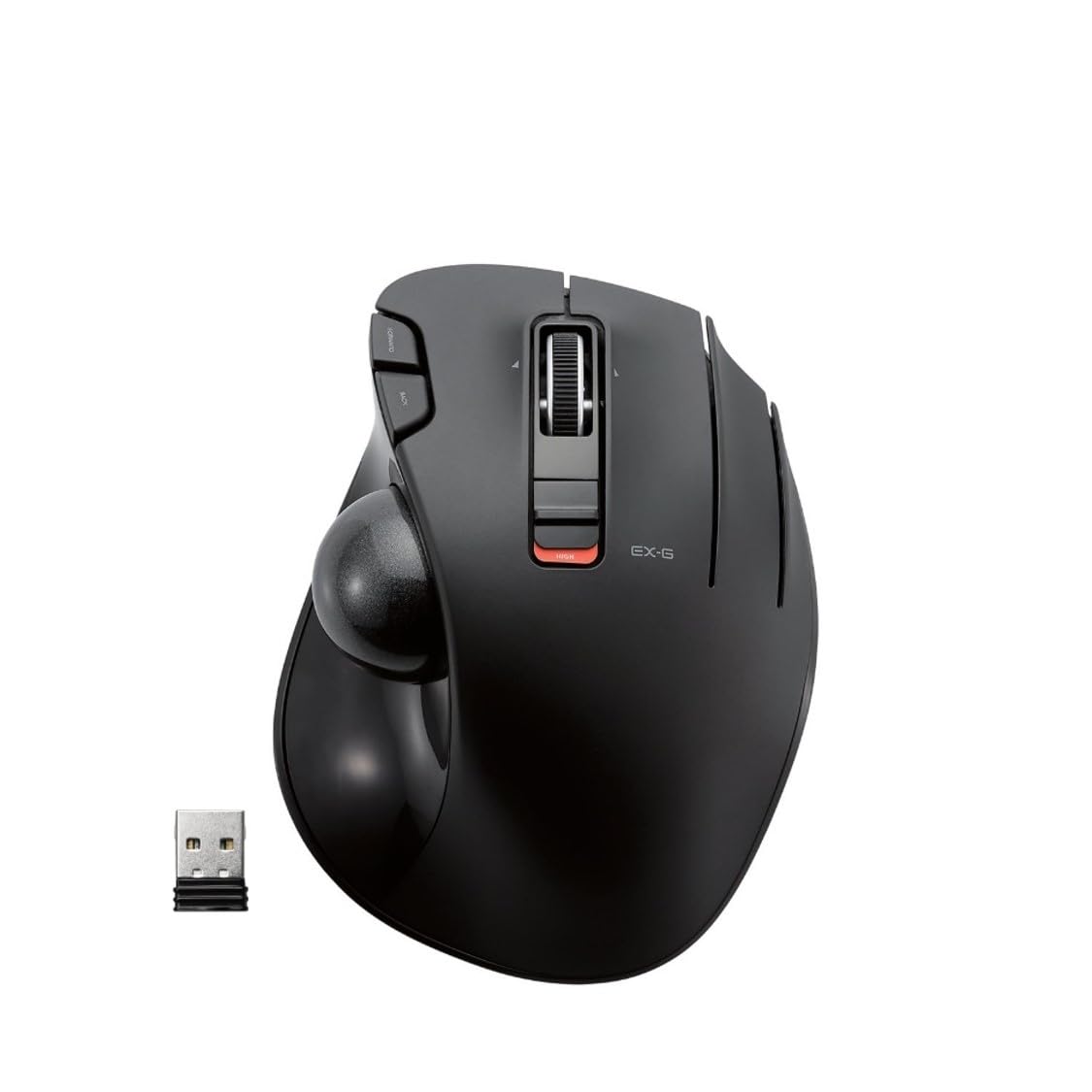 ELECOM EX-G Trackball Mouse, 2.4GHz USB Wireless, Ergonomic Design, Thumb Control, Smooth Roller Ball, Optical Tracking, 6 Programmable Buttons, Tilt Scroll, Computer Mice for Laptop PC, Windows & Mac