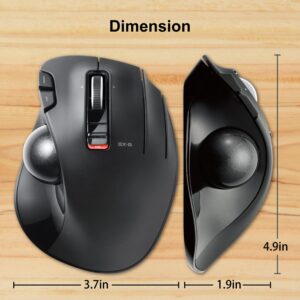 ELECOM EX-G Trackball Mouse, 2.4GHz USB Wireless, Ergonomic Design, Thumb Control, Smooth Roller Ball, Optical Tracking, 6 Programmable Buttons, Tilt Scroll, Computer Mice for Laptop PC, Windows & Mac