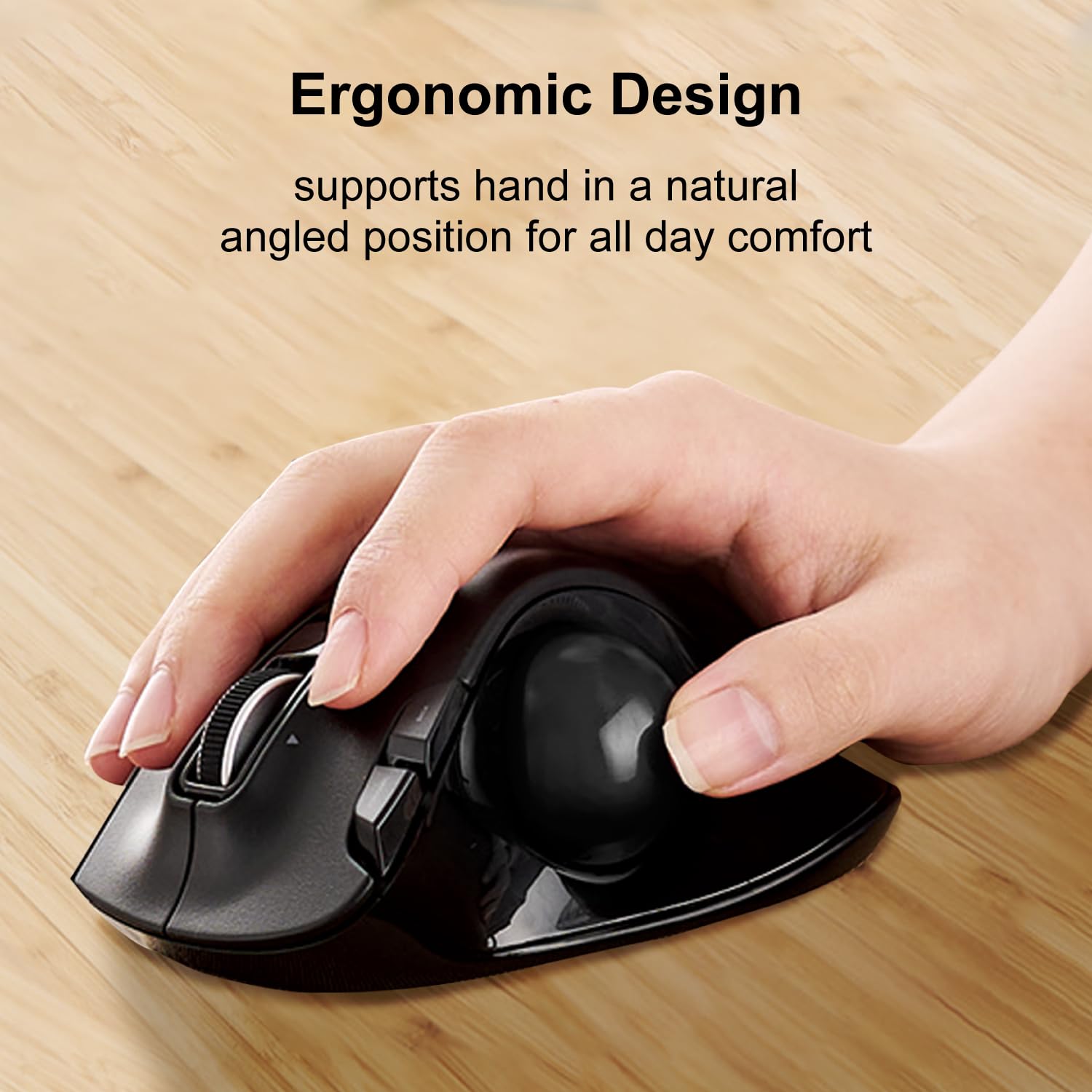 ELECOM EX-G Trackball Mouse, 2.4GHz USB Wireless, Ergonomic Design, Thumb Control, Smooth Roller Ball, Optical Tracking, 6 Programmable Buttons, Tilt Scroll, Computer Mice for Laptop PC, Windows & Mac