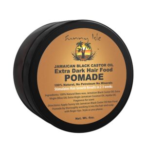 Sunny Isle Extra Dark Jamaican Black Castor Oil Hair Food Pomade, 4 oz | For Dry Scalp, Hair Breakage, Split Ends, Frizz Control & Dandruff