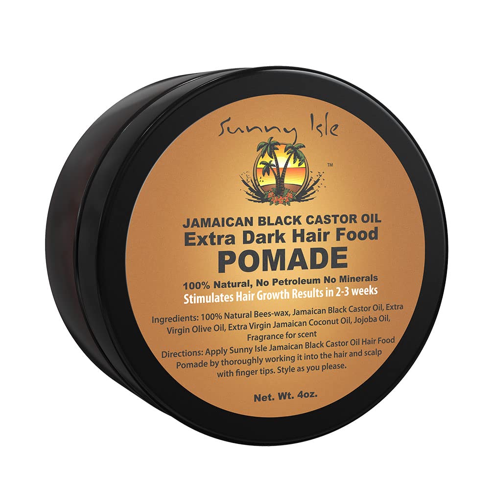 Sunny Isle Extra Dark Jamaican Black Castor Oil Hair Food Pomade, 4 oz | For Dry Scalp, Hair Breakage, Split Ends, Frizz Control & Dandruff