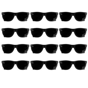 super z outlet plastic black vintage retro style sunglasses shades eyewear for party prop favors, decorations, toy gifts (12 pairs)