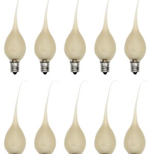 Creative Hobbies Pearlized Silicone Dipped Electric Candle Lamp Chandelier Light Bulbs, Glow Gold When Lit, 5 Watt, Individually Boxed | 10 Pack