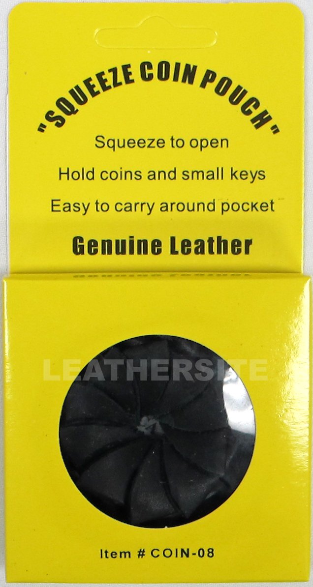 2pc Lot Old Fashion Squeeze Open Genuine Leather Coin Pouch - Black