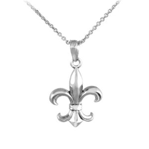 sterling silver fleur-de-lis charm pendant necklace, 18"