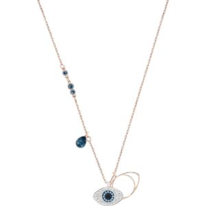 swarovski women crystal duo evil eye rose gold-plated necklace