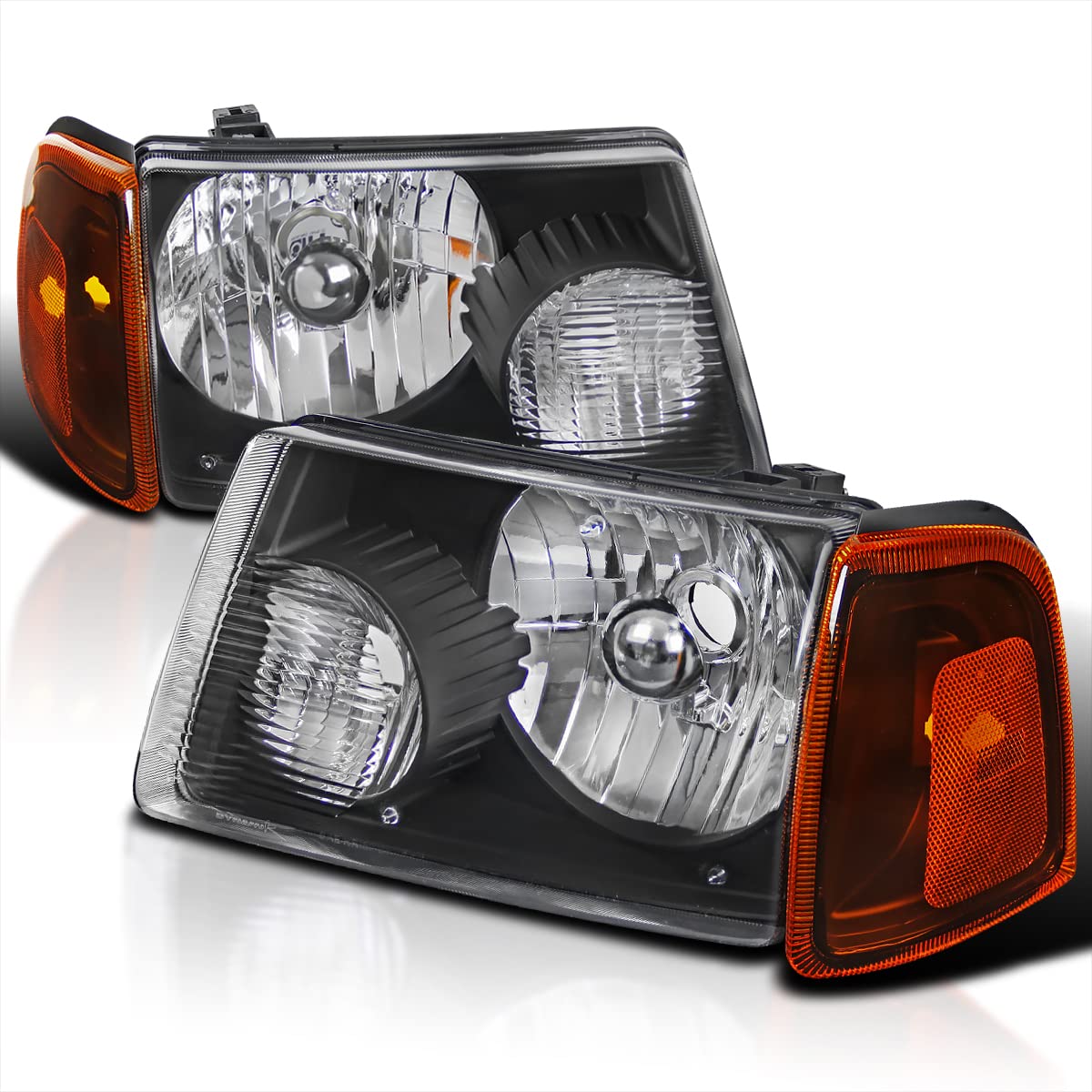 Spec-D Tuning 2LCLH-RAN01JM-RS Ford Ranger Euro Diamond Black Headlights w/Amber Corner Lamps