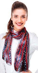 cbc crown patriotic usa flag american flag star scarf fashion novelty scarves 13"x 60" or 35" x 35" (stripe - navy)