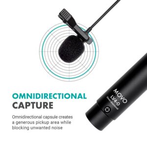 Movo LV4-O2 XLR Phantom Power Omnidirectional Lavalier Microphone Set, with Lapel Mic Clips and Windscreens - Perfect Lapel Microphone for Video Recording, Podcast, Interview, YouTube Production