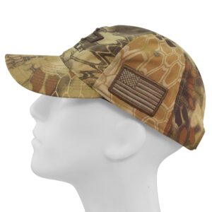 Chevrolet 3D Bowtie Tactical Camo Cap with USA Embroidered Flag Hat (Brown)