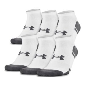 under armour adult resistor 3.0 no show socks, multipairs , white/graphite (6-pairs) , x-large