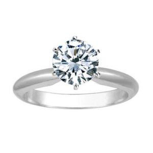 houston diamond district near 1 carat carat round cut diamond solitaire engagement ring 14k white gold - 6 prong (k, i1, 0.85 c.t.w) ideal cut.