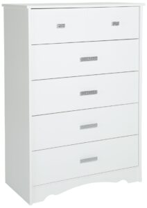 south shore tiara 5-drawer dresser, pure white with jewel-like handles