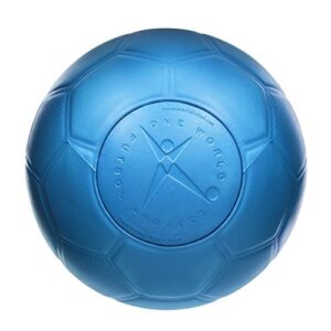 one world play project soccer ball - unpoppable, unbreakable, non-deflating, non-toxic futbol - blue, size 4