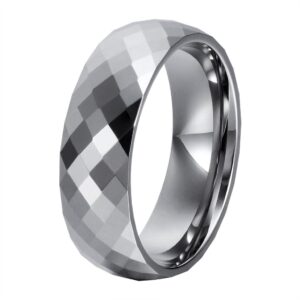 l-ring 8mm tungsten comfort fit wedding band ring multi faceted high polish dome ring, size 6-14(10)