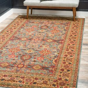 Unique Loom Edinburgh Collection Area Rug - Monroe (7' 1" x 10' Rectangle Blue/Brown)