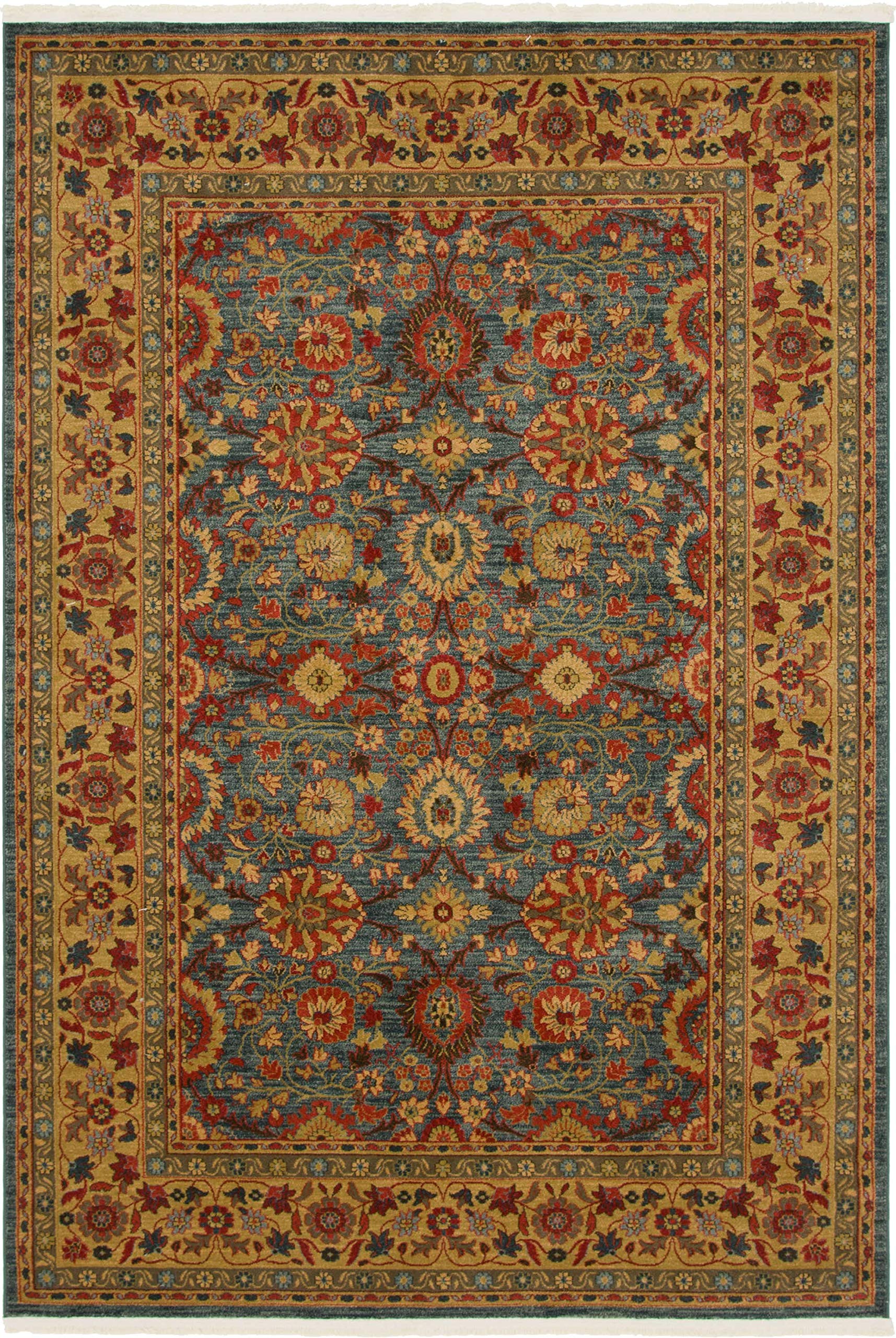 Unique Loom Edinburgh Collection Area Rug - Monroe (7' 1" x 10' Rectangle Blue/Brown)