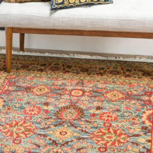 Unique Loom Edinburgh Collection Area Rug - Monroe (7' 1" x 10' Rectangle Blue/Brown)