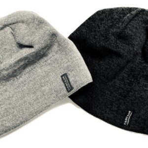 Cascade Mountain Tech Merino Wool Blend Beanie Hats for Men and Women - Outdoor Cold Weather - 2 Pack, Light Grey and Dark Grey