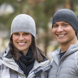 Cascade Mountain Tech Merino Wool Blend Beanie Hats for Men and Women - Outdoor Cold Weather - 2 Pack, Light Grey and Dark Grey