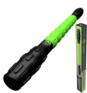 massage roller stick pro - best body roller for muscles deep tissue, sore calf, cramps, back tightness, knots, myofascial release, physical therapy, recovery - muscle roller stick for athletes (green)