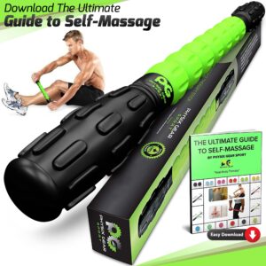 Massage Roller Stick Pro - Best Body Roller for Muscles Deep Tissue, Sore Calf, Cramps, Back Tightness, Knots, Myofascial Release, Physical Therapy, Recovery - Muscle Roller Stick for Athletes (Green)