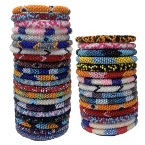 goldenlines 12 random mix handmade crochet nepal seed bead bracelets (one dozen)