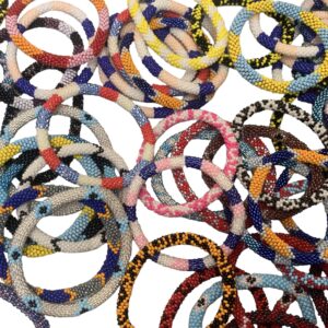 goldenlines 12 Random Mix Handmade Crochet Nepal Seed Bead Bracelets (ONE DOZEN)