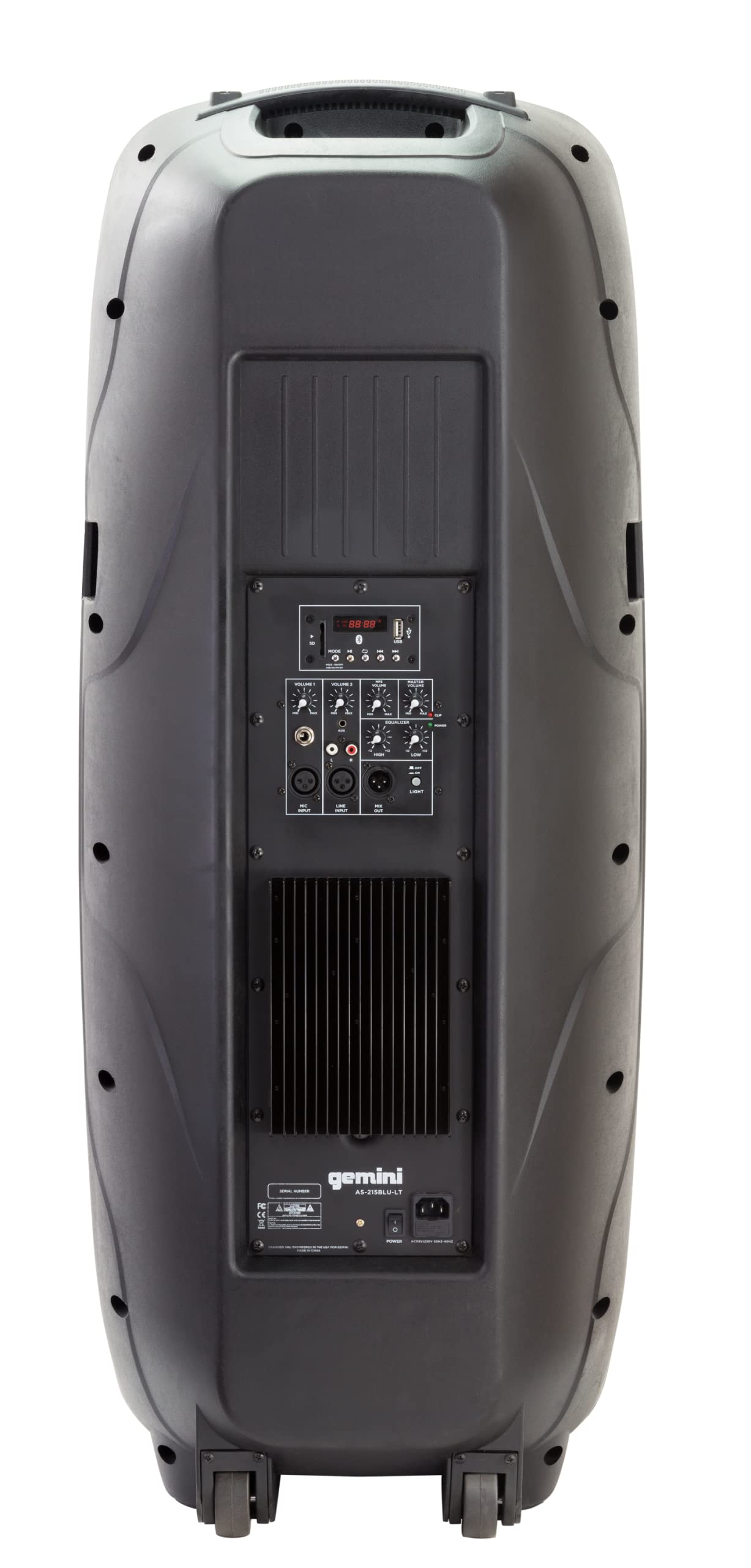 Gemini AS Series Professional Audio Dual 15-inch Portable Active PA Loudspeakers with Bluetooth Compatibility, Mic & Line XLR, 1/4", 1/8", RCA inputs